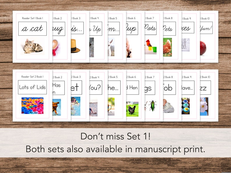 CURSIVE Pink Series Readers Set 2 montessori CVC Reading - Etsy
