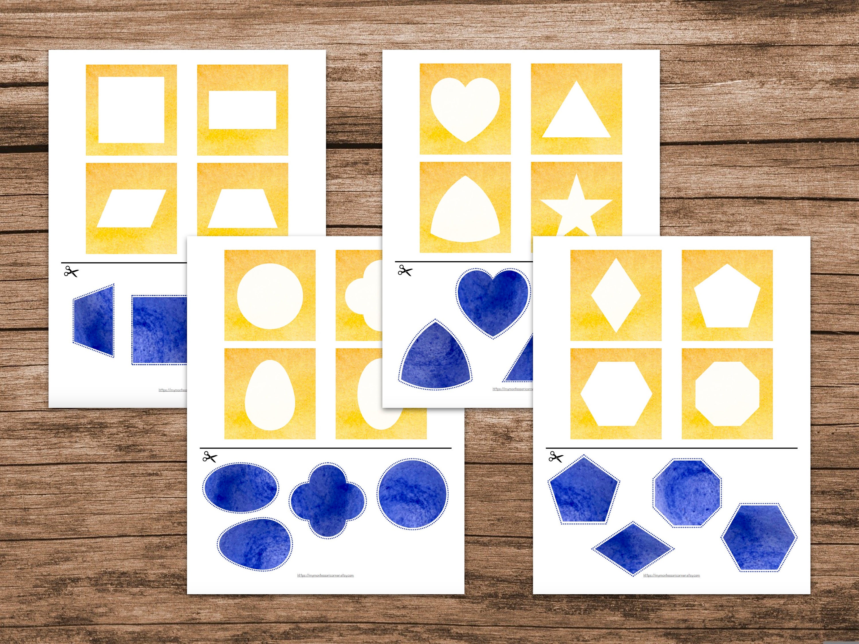 Montessori Cut and Paste Shape Worksheets and Activities (preschool ...