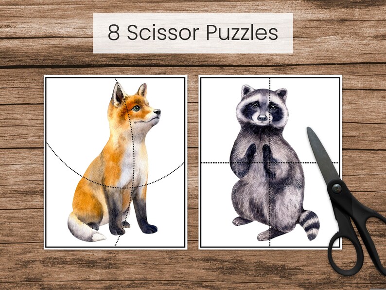 Forest Animals Scissors Strips and Cutting Practice (montessori Fine ...