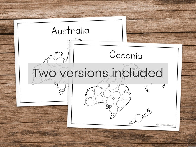 World Continents Dot Marker Worksheets (montessori Geography Printable ...