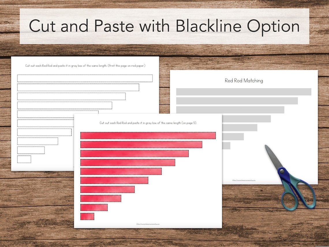 Montessori Red Rods Printable Activities - Etsy