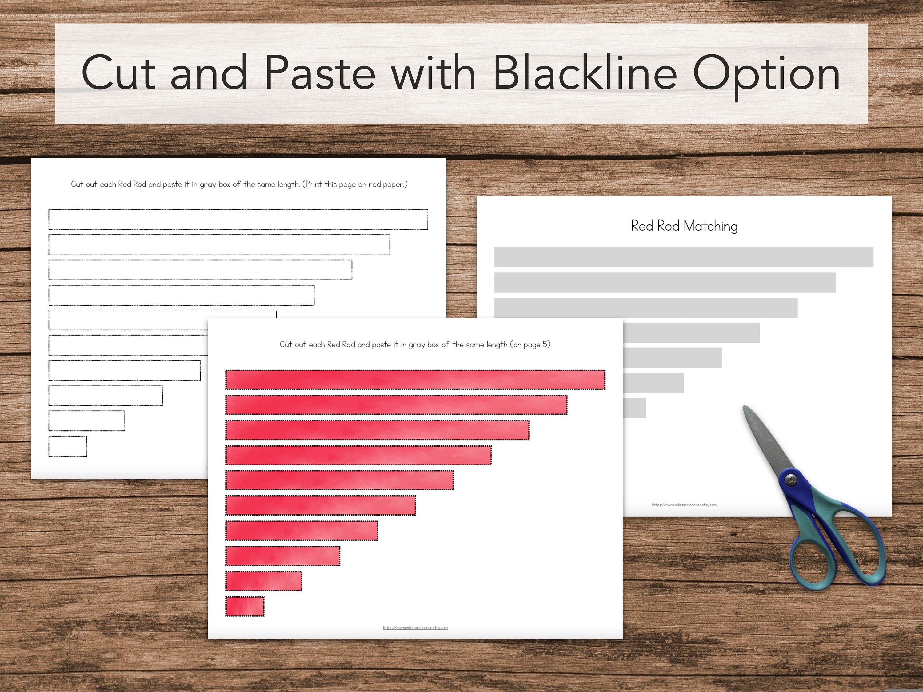 Montessori Red Rods Printable Activities - Etsy
