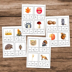 Fall Beginning Sounds Clip Cards montessori Preschool Phonics Printable ...