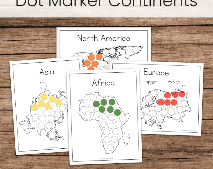 Continents Tracing Worksheets and Art Template Outlines, Montessori ...