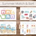 Summer Matching and Sorting Activities (montessori Preschool Binder ...