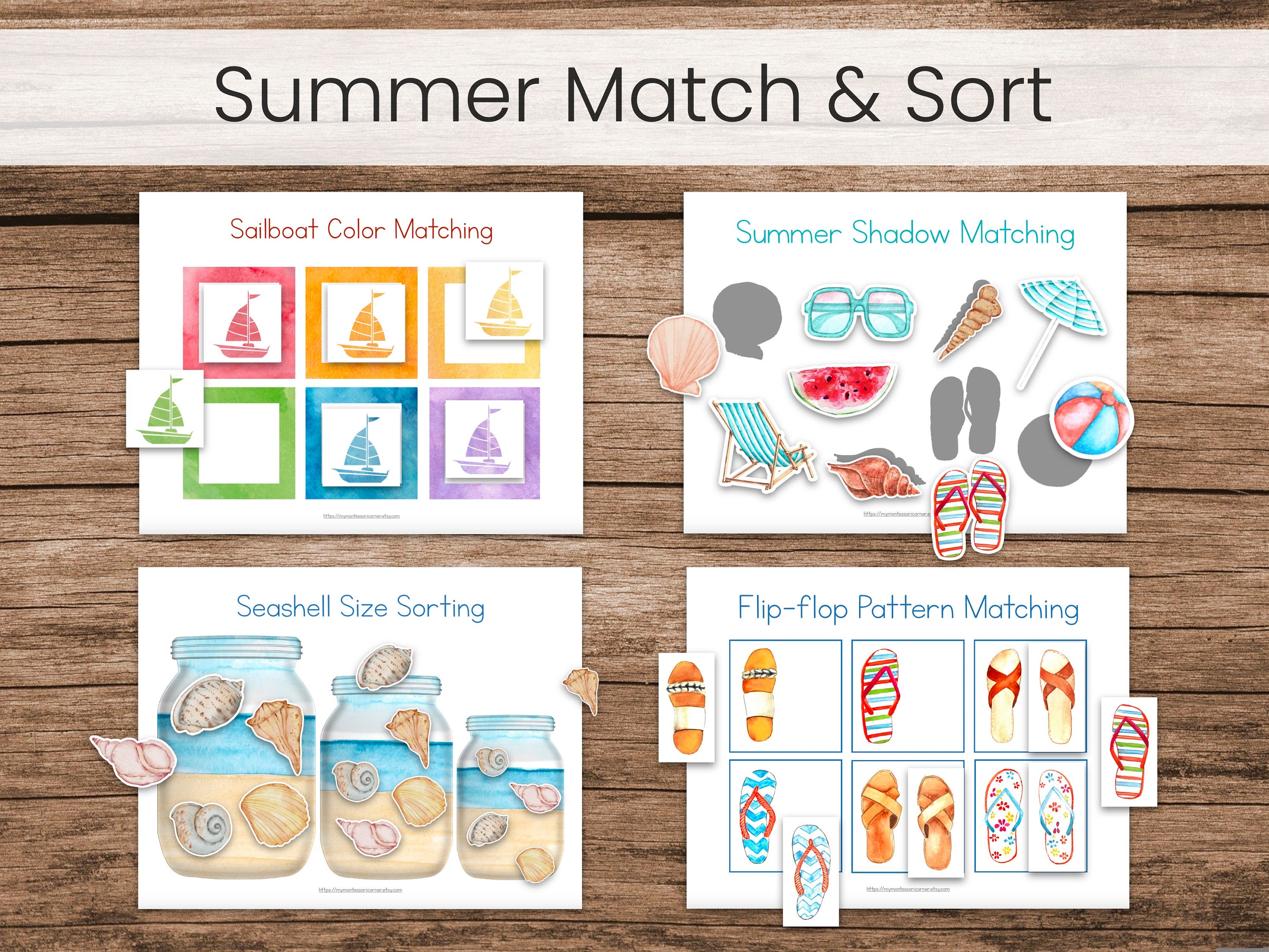 Summer Matching and Sorting Activities montessori Preschool Binder ...