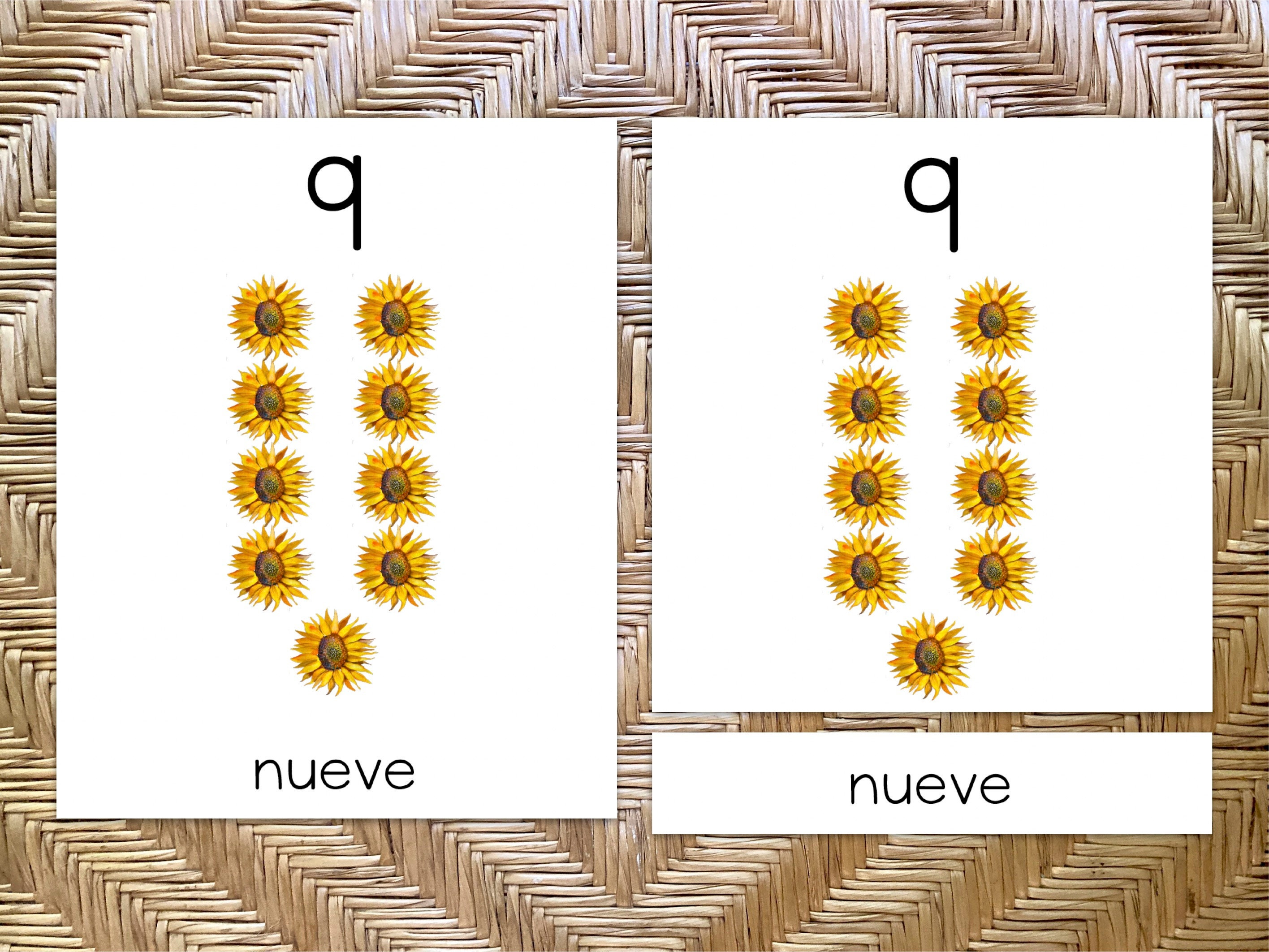 SPANISH Number Counting and Montessori 3 Part Cards, Fall Sunflower - Etsy