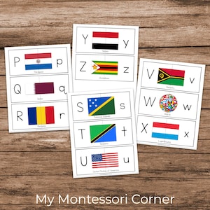 World Flags Alphabet Uppercase Lowercase Matching Puzzle Cards ...