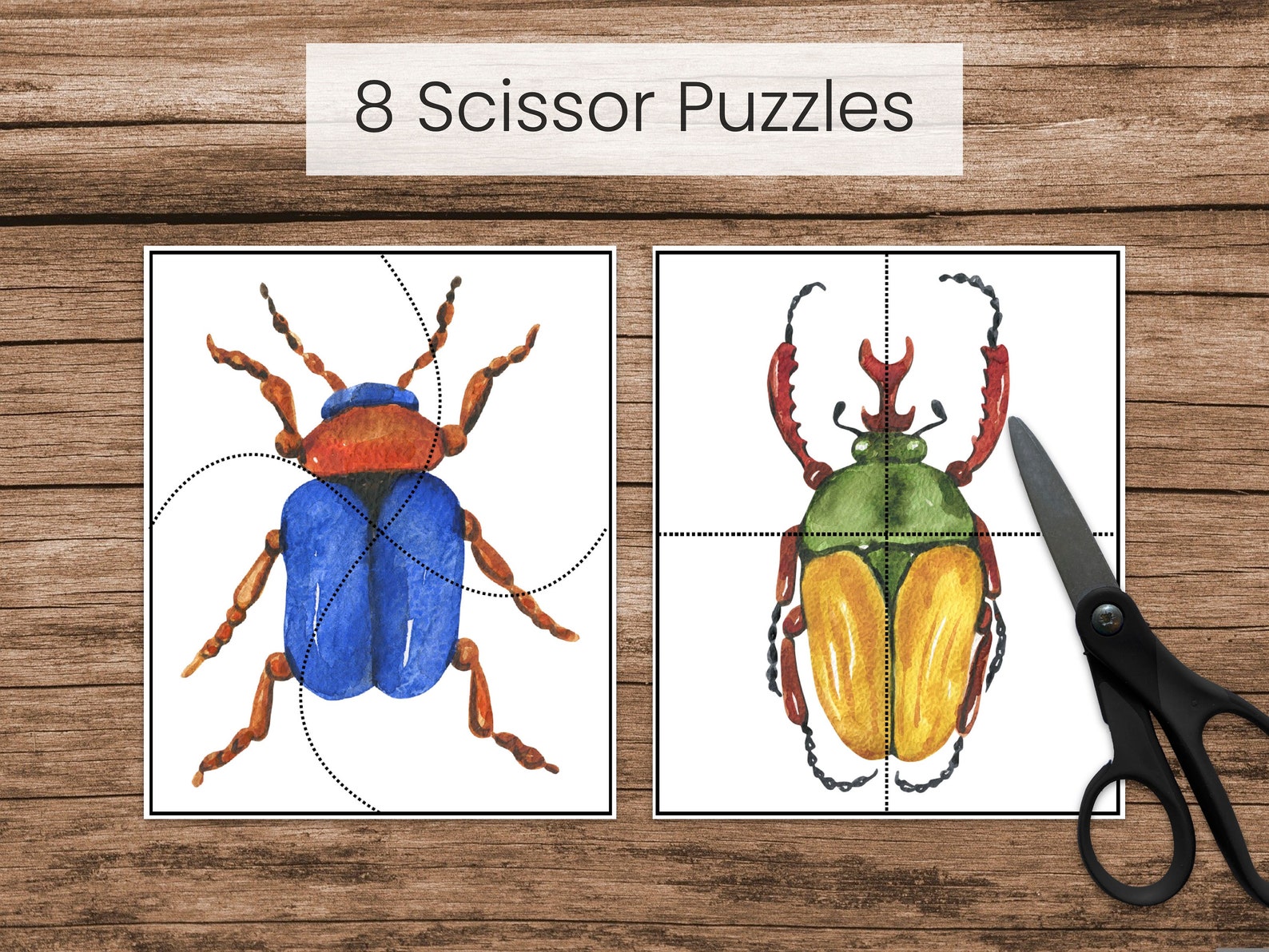 Beetle Scissors Strips and Puzzles (insects Fine Motor Activity ...