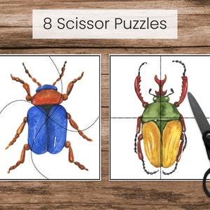 Beetle Scissors Strips and Puzzles (insects Fine Motor Activity ...
