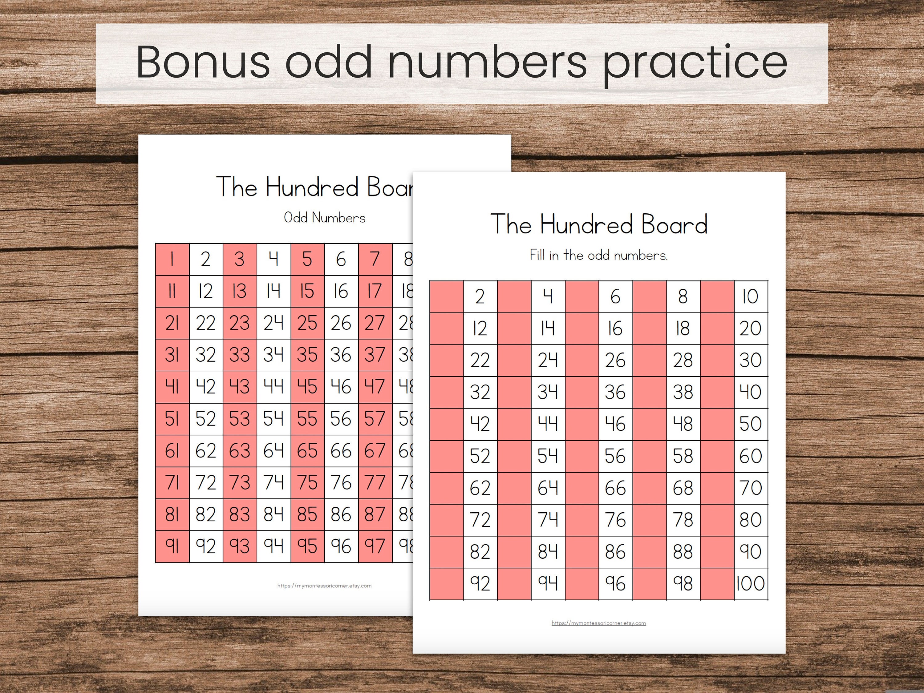 Hundred Chart Skip Counting Pack (montessori Math Printable) - Etsy