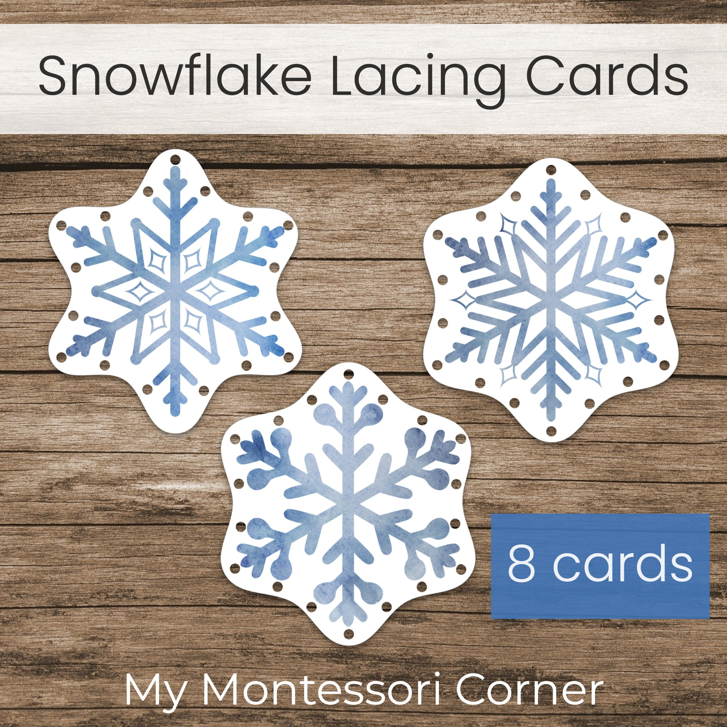 Winter Lacing Cards, Snowflakes (printable Preschool Fine Motor ...