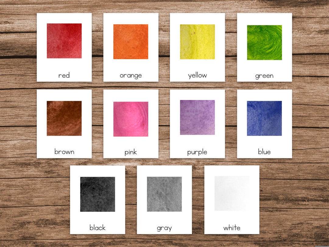 Montessori Colors 3 Part Cards, Watercolor - Etsy