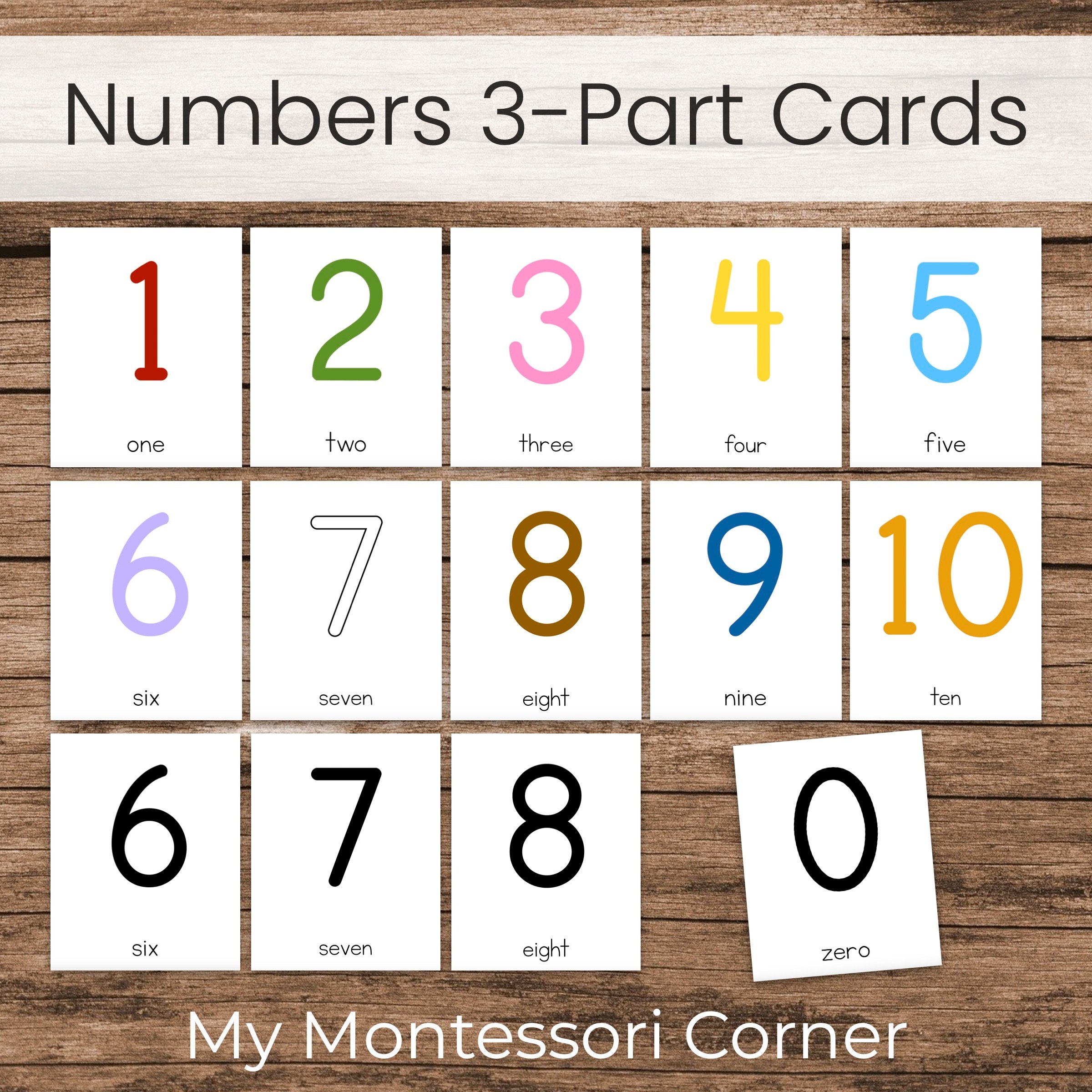 Montessori Number 3-part Cards printable Preschool Materials - Etsy
