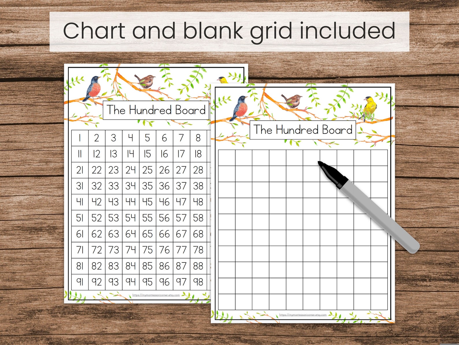 Hundred Chart Maze Worksheets, Nature Theme (montessori Math Printable ...