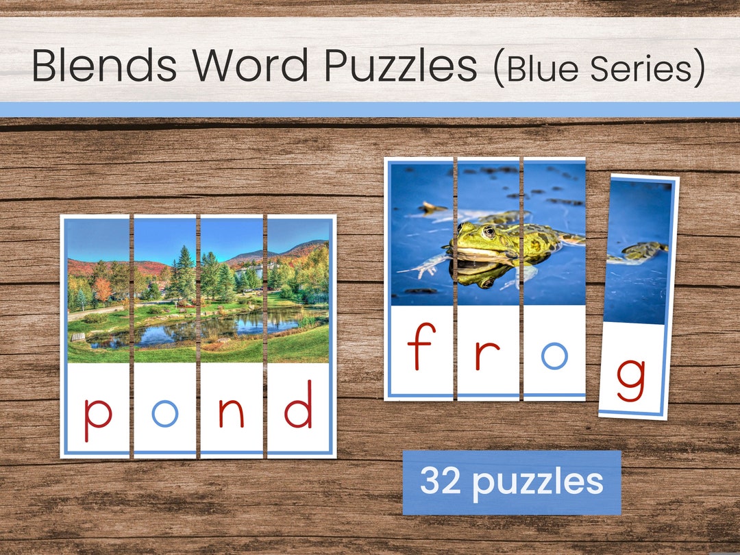 Picture Word Puzzles Consonant Blends montessori Blue - Etsy
