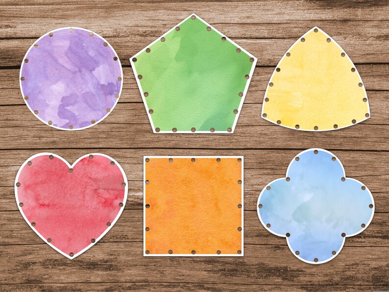 Geometric Shapes Lacing Cards, Watercolor (printable Preschool Fine ...