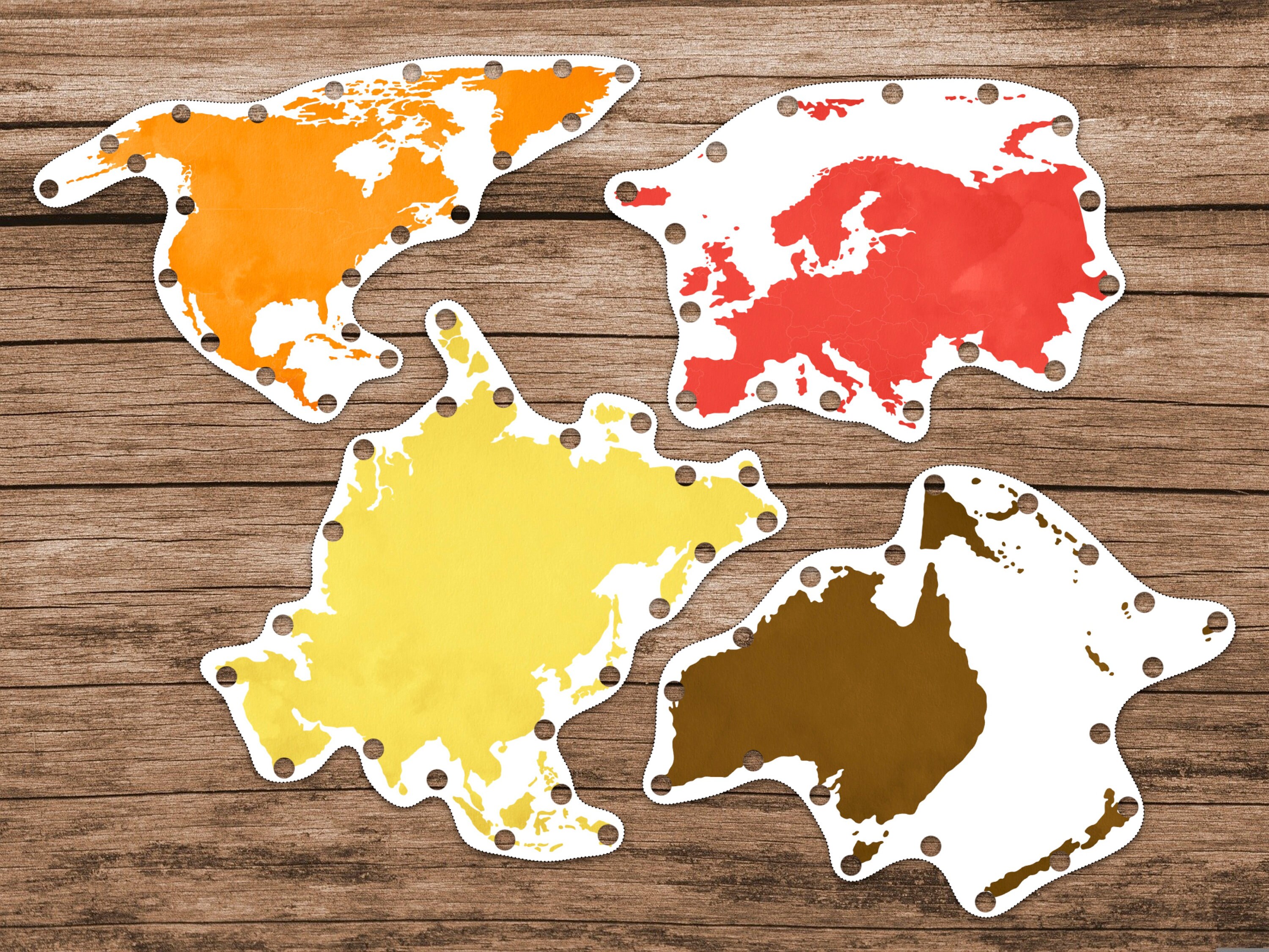 Montessori Continents Lacing Cards (preschool Fine Motor Printable) - Etsy