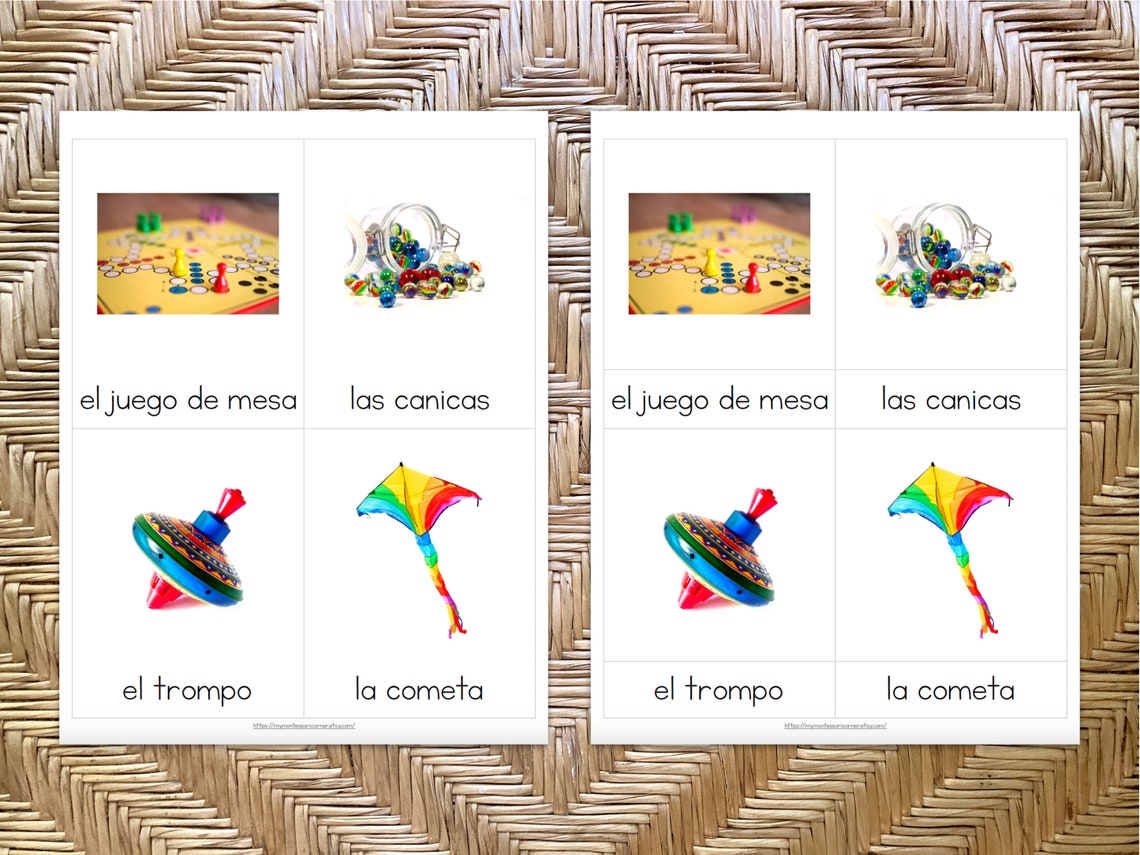 SPANISH Toys 3 Part Cards: Montessori Preschool Homeschool - Etsy