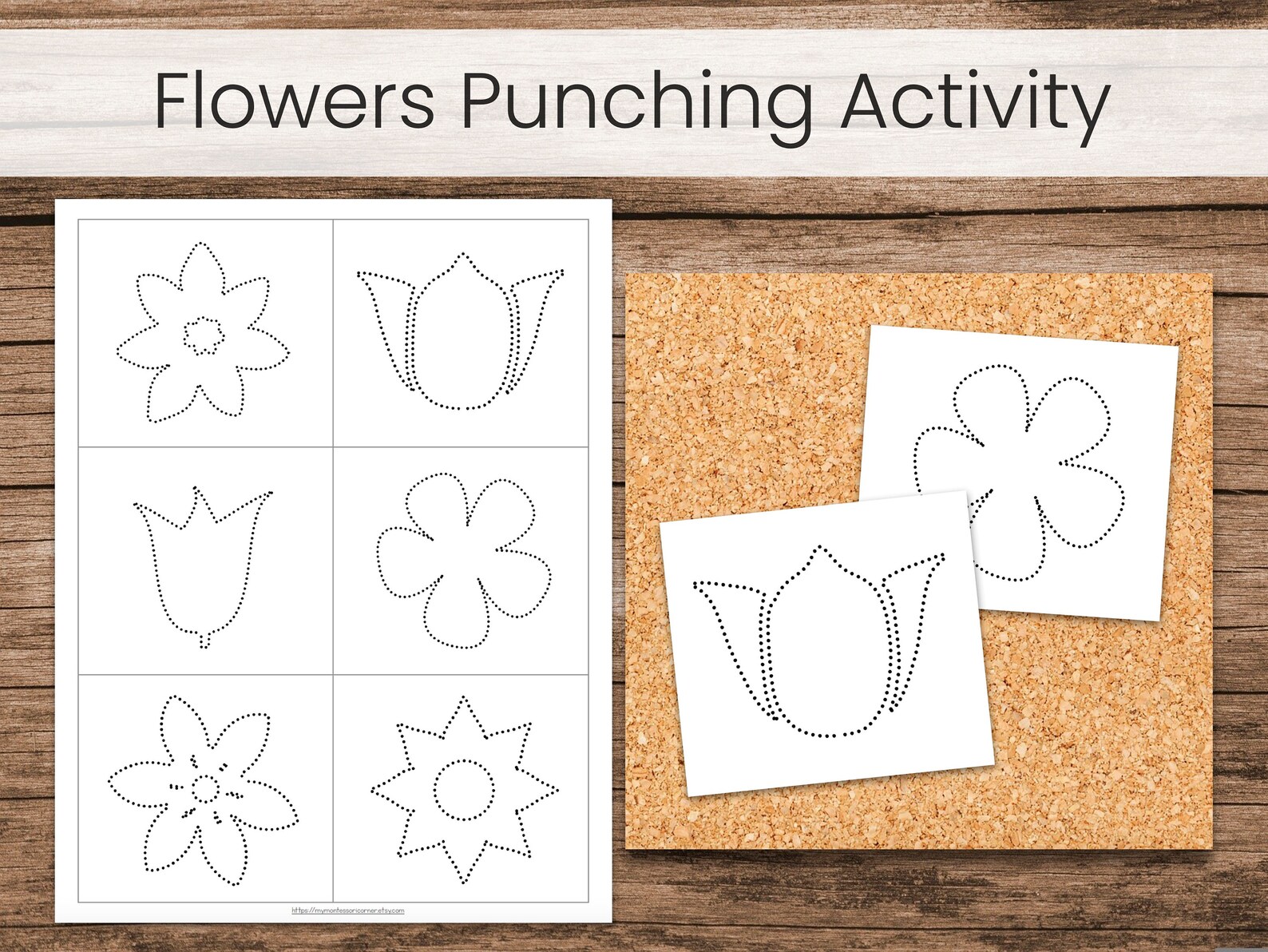 Spring Flowers Punching or Tracing Activity montessori Fine - Etsy
