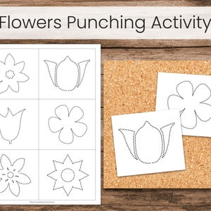 Spring Flowers Punching or Tracing Activity montessori Fine - Etsy