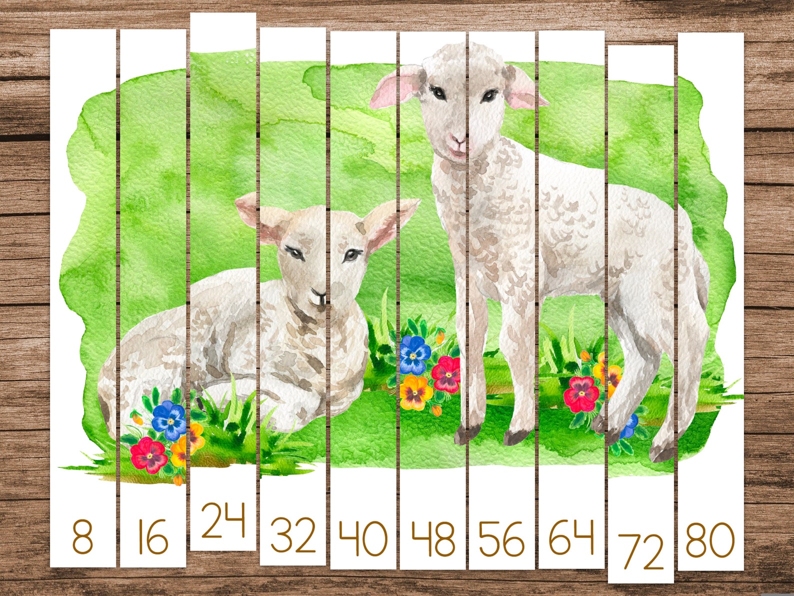 Spring Skip Counting Puzzles (printable Watercolor Math Activity) - Etsy