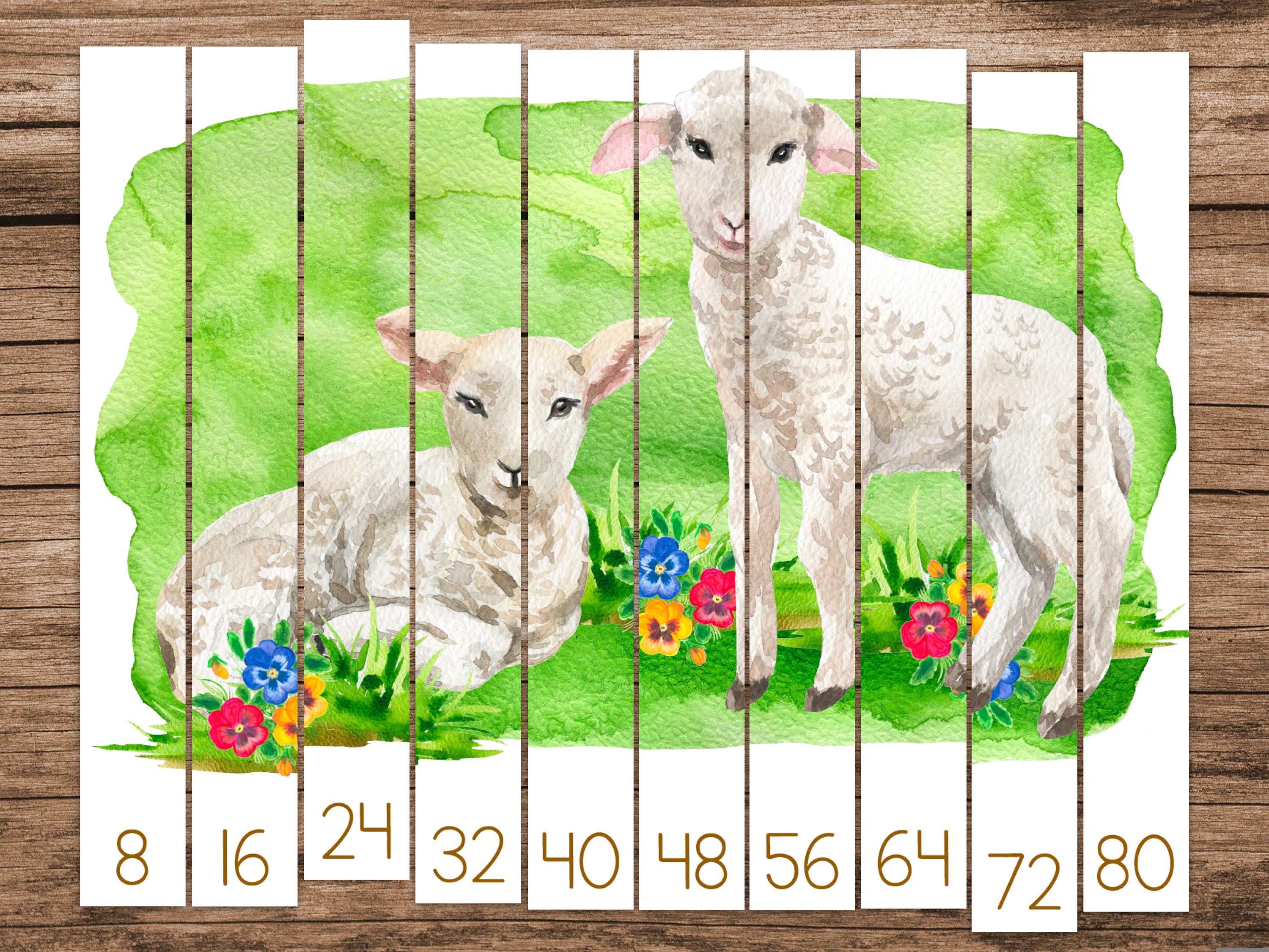 Spring Skip Counting Puzzles (printable Watercolor Math Activity) - Etsy