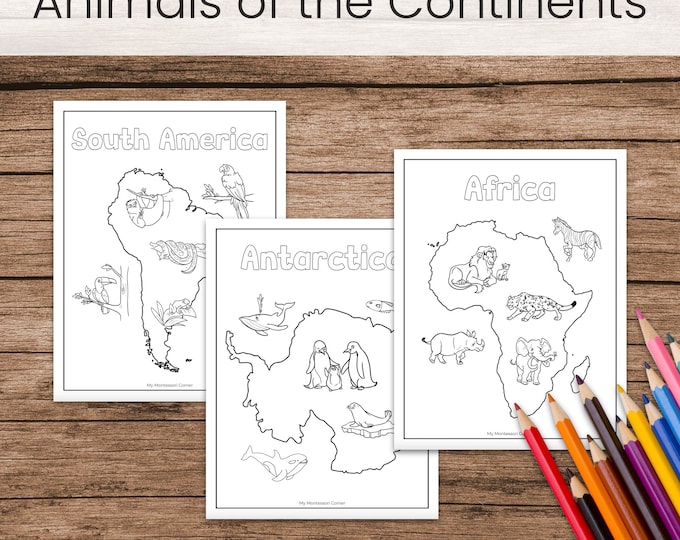 Continents Tracing Worksheets and Art Template Outlines, Montessori ...