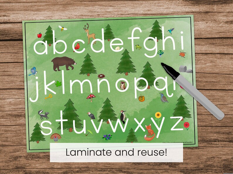 Woodland Alphabet Tracing Mat, Lowercase - Etsy