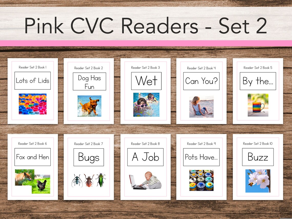 Montessori Pink Series Readers Set 2 (decodable CVC Phonetic Books) - Etsy