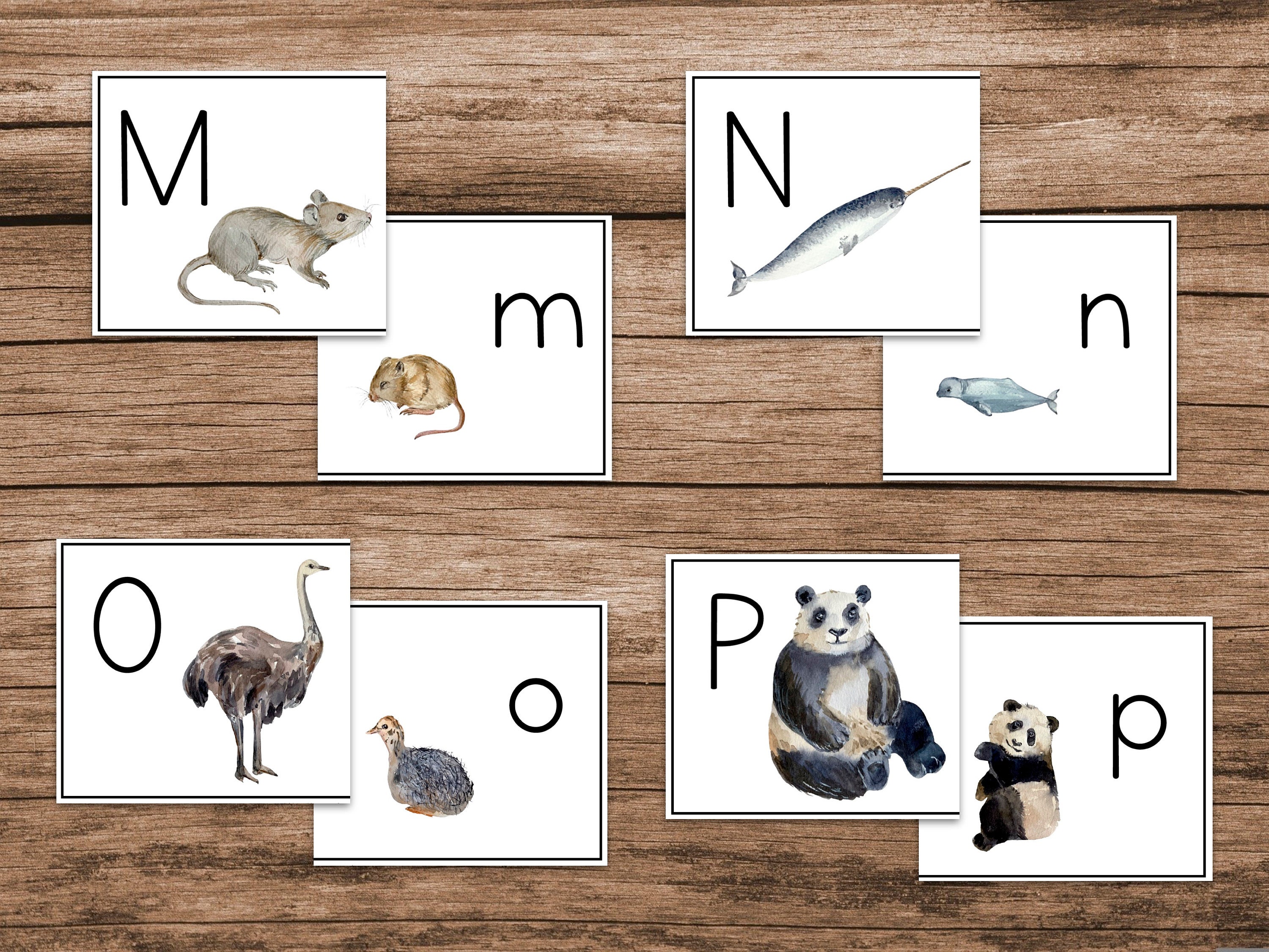 Uppercase-lowercase Alphabet Matching Cards, Mother and Baby Animals ...