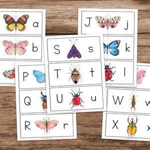 Insect Alphabet Uppercase Lowercase Matching Puzzle Cards, Preschool ...