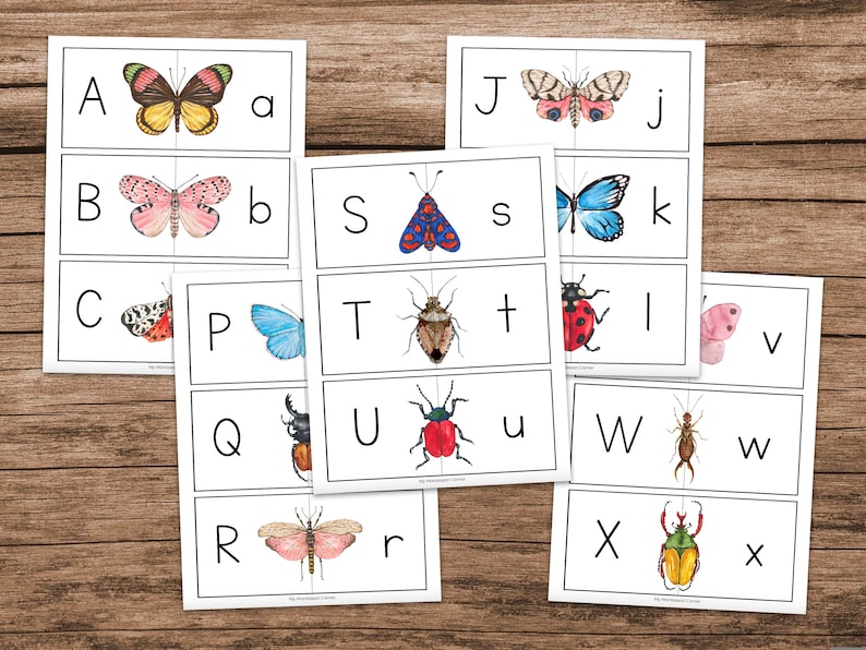 Insect Alphabet Uppercase Lowercase Matching Puzzle Cards, Preschool ...