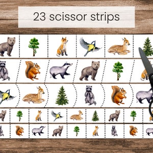 Forest Animals Scissors Strips and Cutting Practice (montessori Fine ...