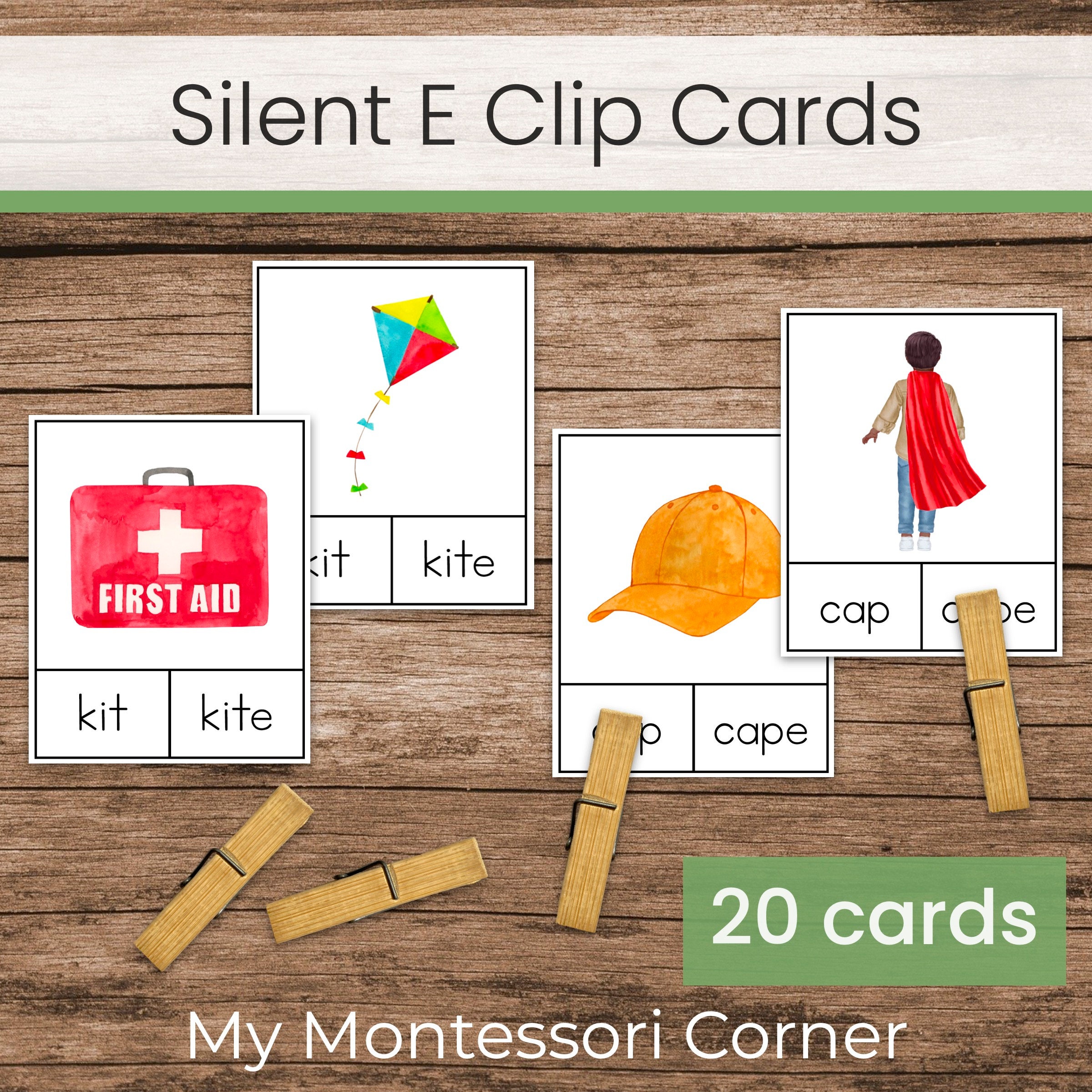 Montessori Phonics Clip Cards Bundle (pink, Blue and Green Series ...