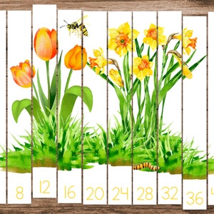 Spring Skip Counting Puzzles (printable Watercolor Math Activity) - Etsy
