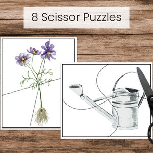Gardening Scissors Practice Strips and Puzzles (preschool Fine Motor ...