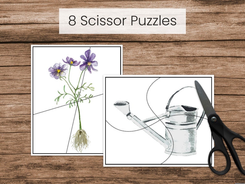 Gardening Scissors Practice Strips and Puzzles (preschool Fine Motor ...