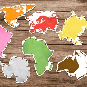 Montessori Continents Lacing Cards preschool Fine Motor - Etsy