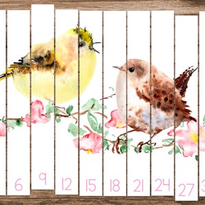 Spring Skip Counting Puzzles (printable Watercolor Math Activity) - Etsy