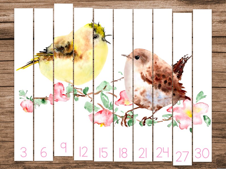 Spring Skip Counting Puzzles (printable Watercolor Math Activity) - Etsy