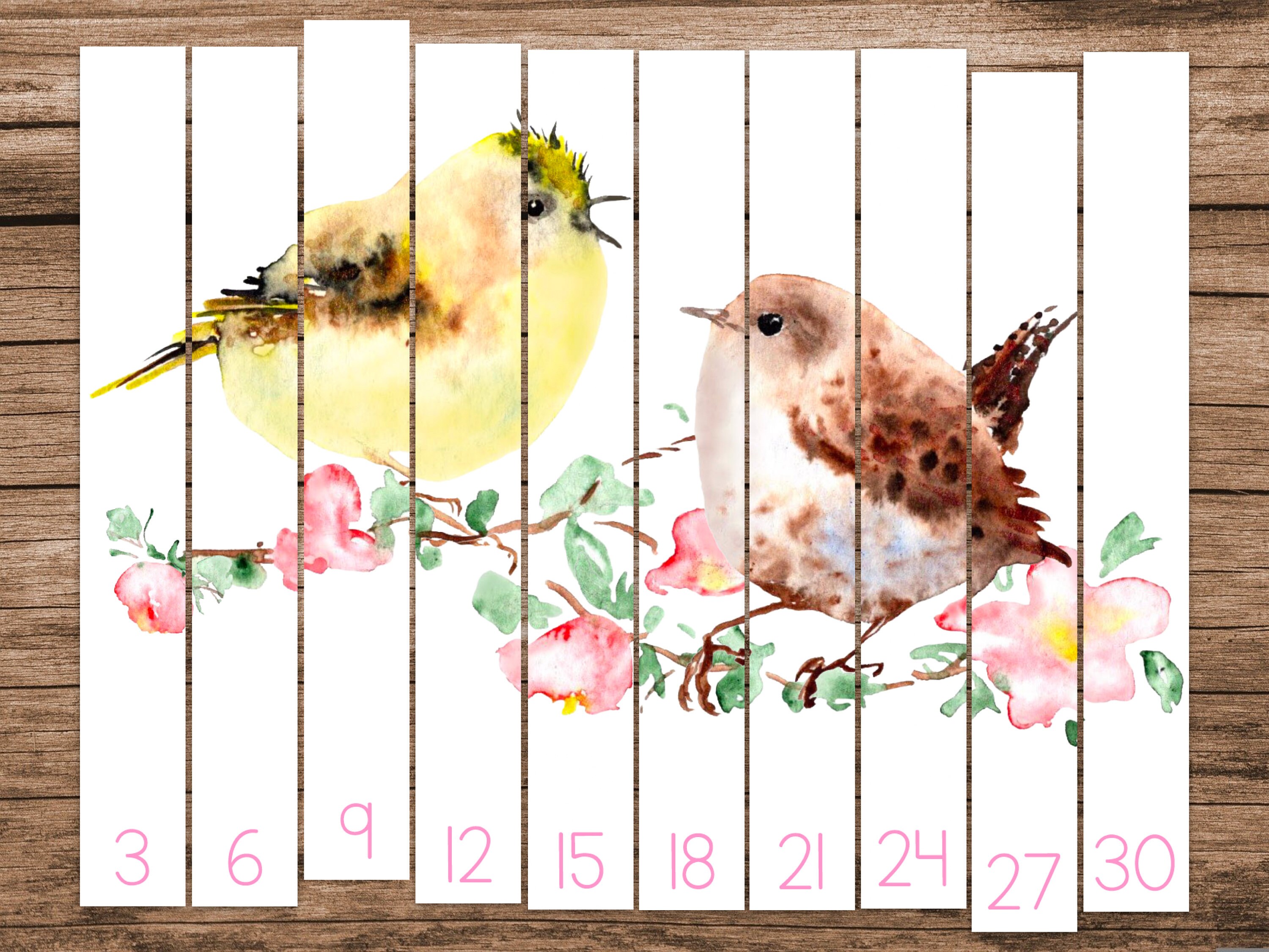 Spring Skip Counting Puzzles (printable Watercolor Math Activity) - Etsy