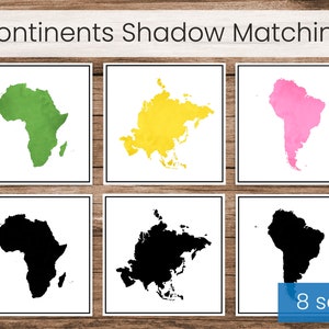 Montessori Continents Shadow Matching Activity - Etsy