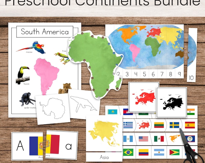 Animals and Their Continents Posters Printable Preschool Kindergarten ...
