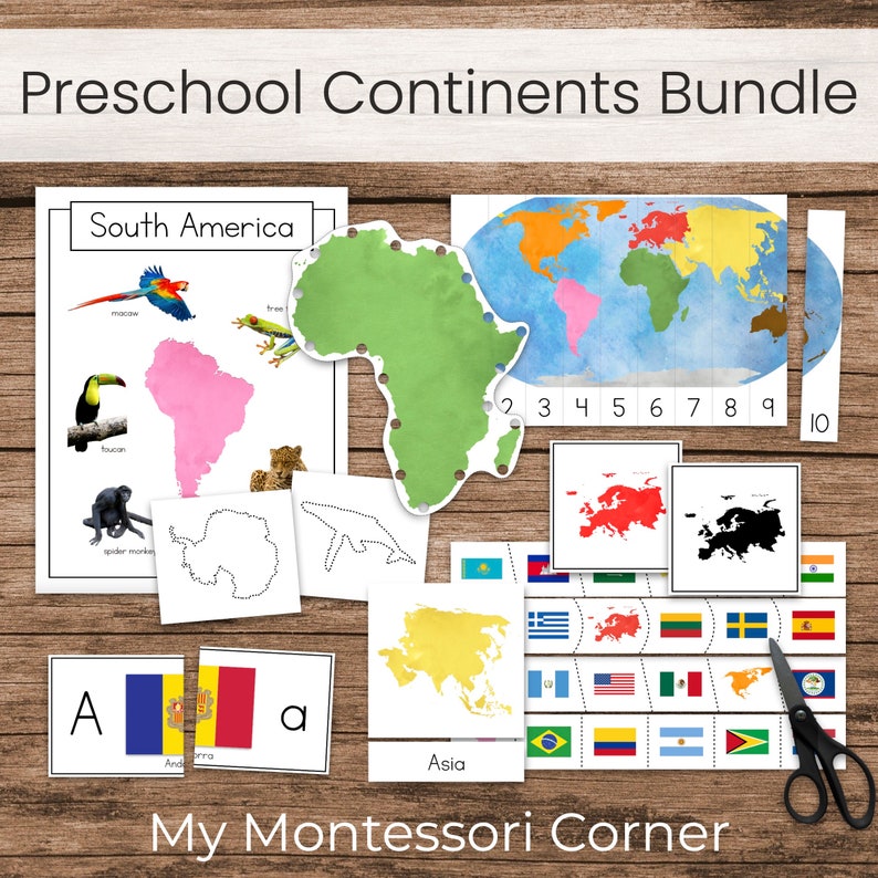 Montessori World Continents Preschool Geography Bundle - Etsy