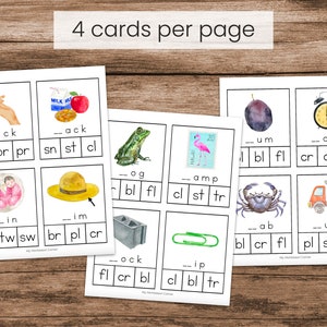 Beginning Consonant Blends Clip Cards (montessori Blue Series Printable ...