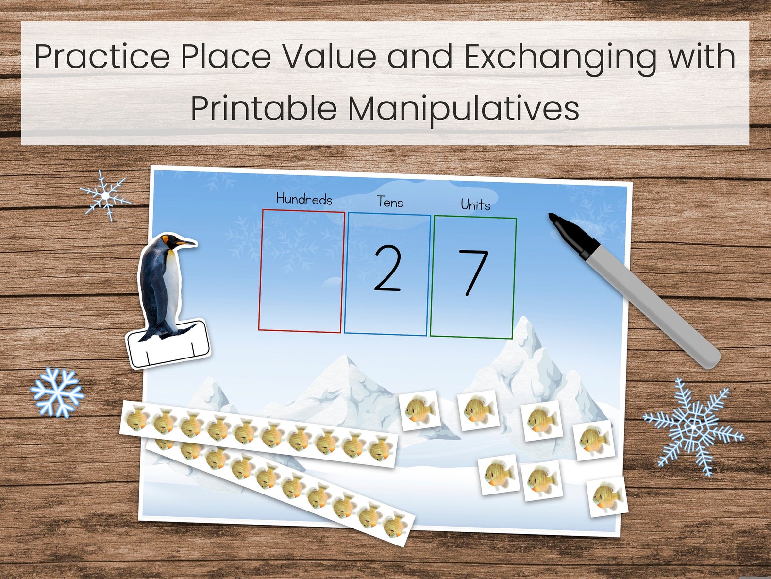Winter Penguin Math Game: Place Value and Decimal System Practice - Etsy