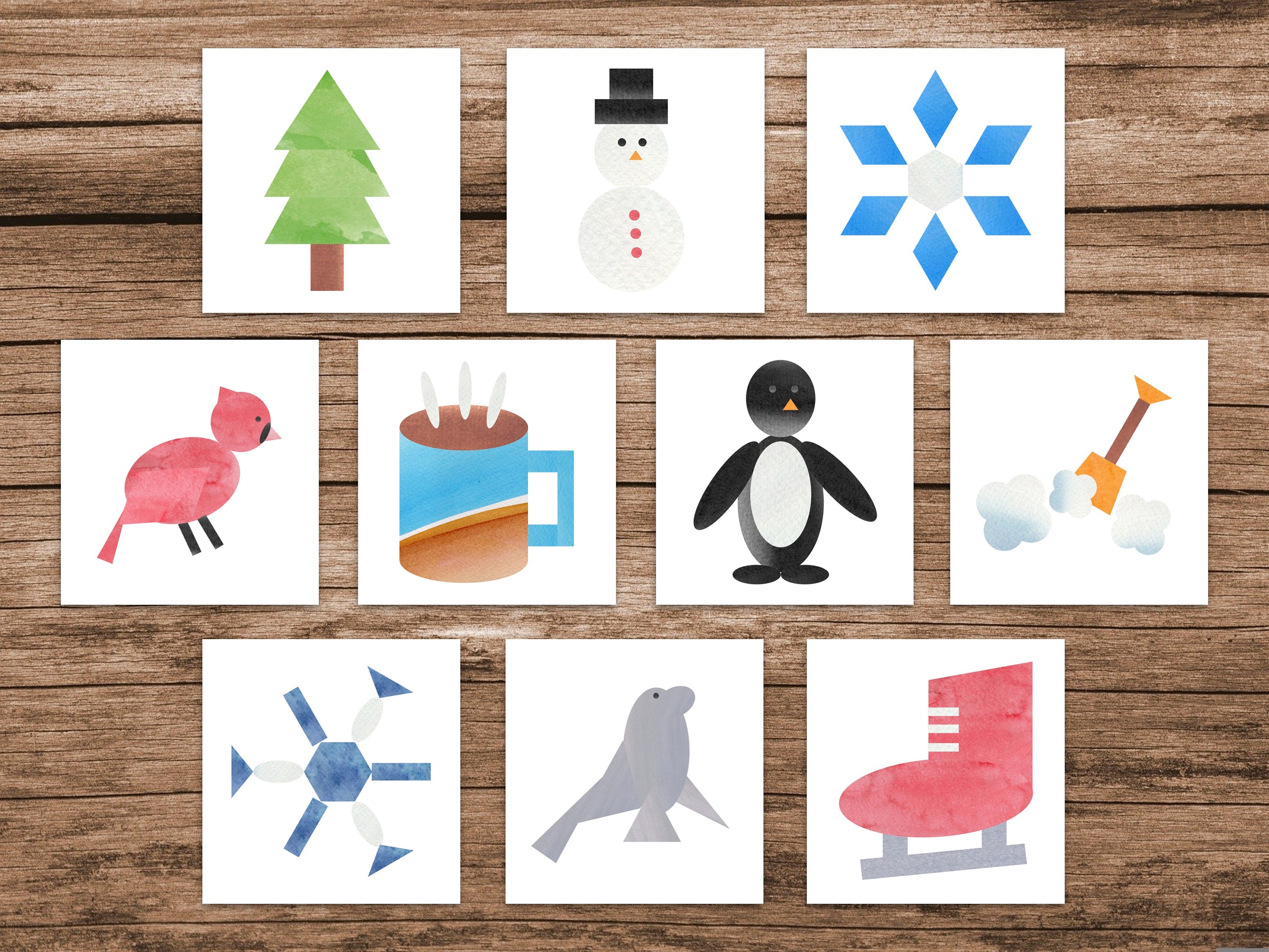 Winter Cut and Paste Scissors Practice: Geometric Shapes Worksheets - Etsy