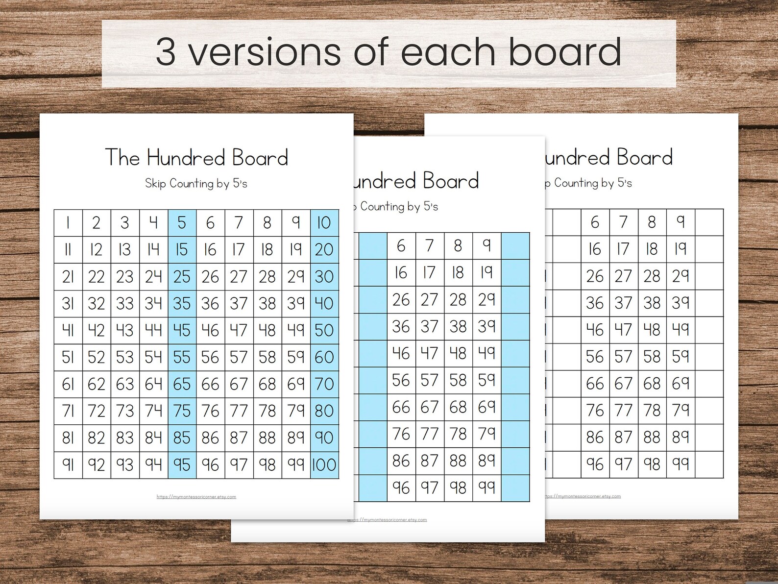 Hundred Chart Skip Counting Pack (montessori Math Printable) - Etsy