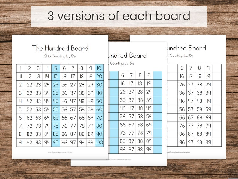 Hundred Chart Skip Counting Pack (montessori Math Printable) - Etsy